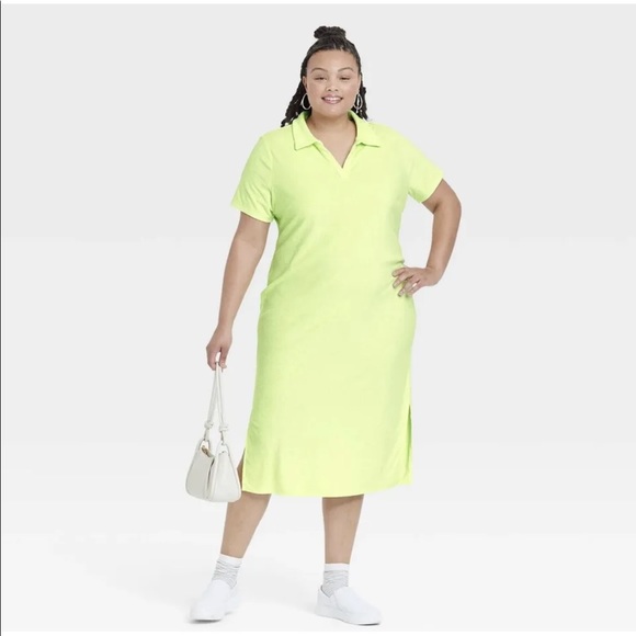 Ava & Viv | Dresses | Ava And Viv Yellow Green Terry Cloth Polo Dress ...